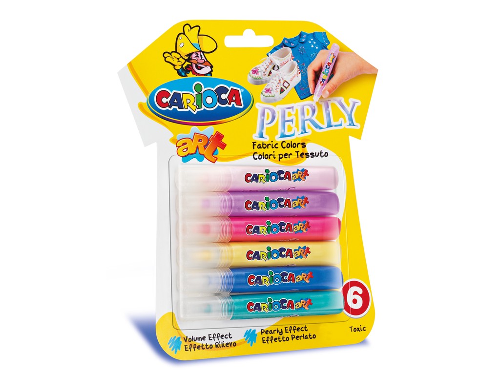 Set carioci textile, Carioca Fabric Art Pearl, 6 buc - Mara and Tom